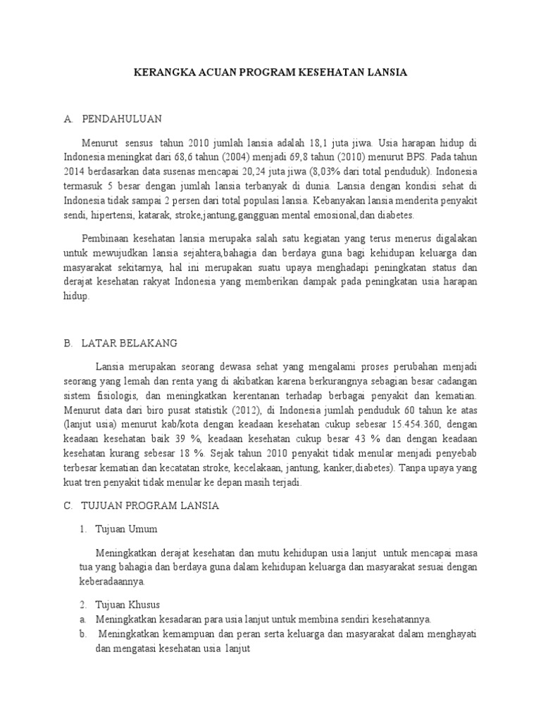 Program Kesehatan Lansia di Indonesia | PDF | Pengembangan Diri