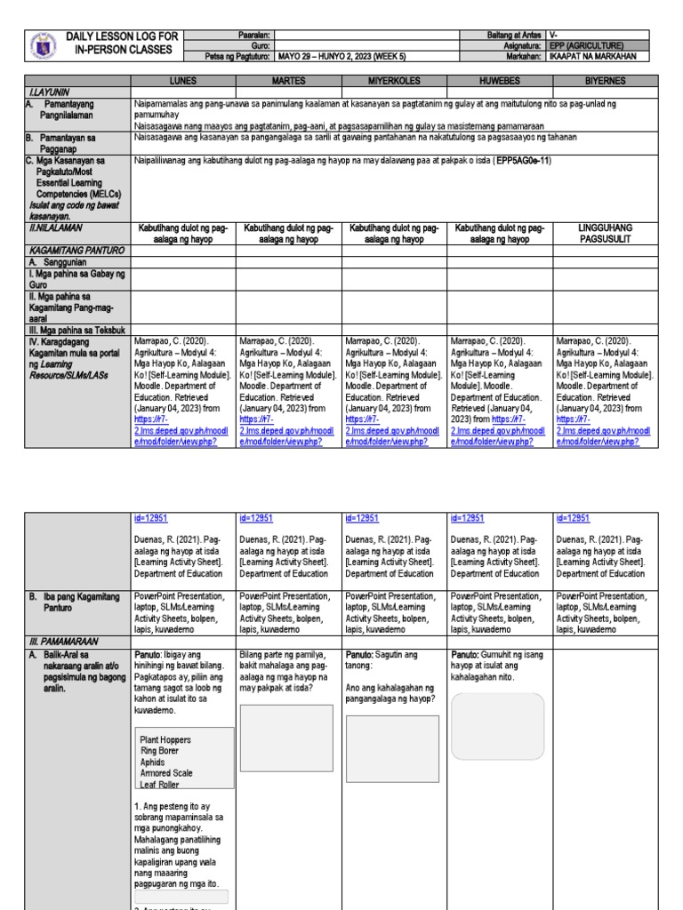 g5 q4w5 Dll Epp Agriculture Melcs | PDF