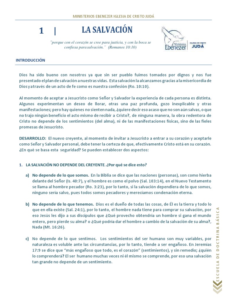 Tema No.1 La Salvación | PDF | Salvación | Cristo (título)