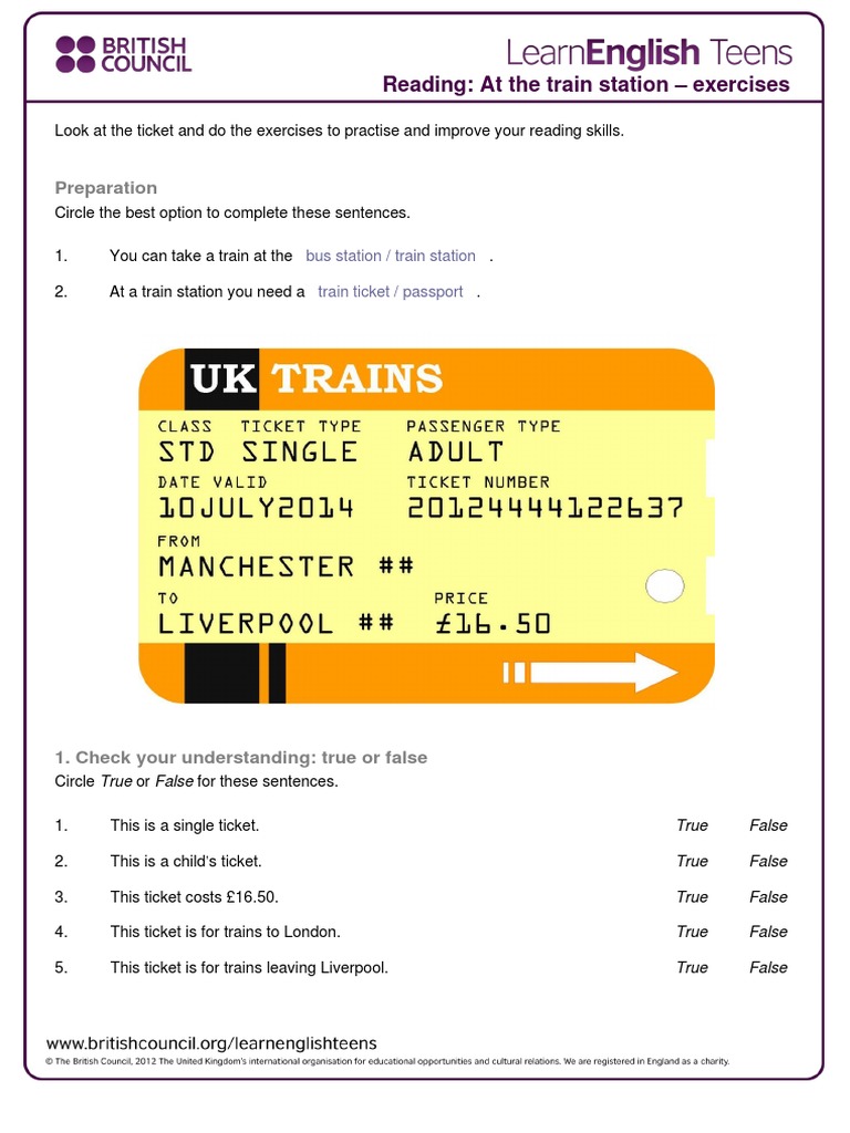 At The Train Station - Exercises | PDF