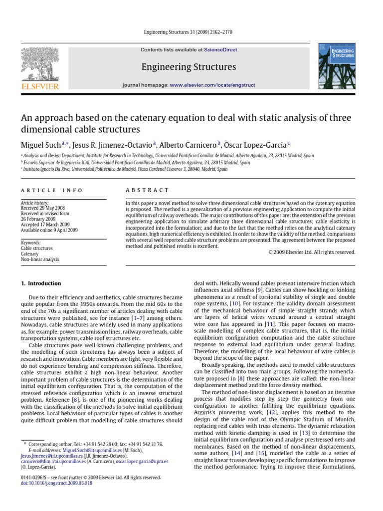 Catenary Eqn of 3d Cable Structure | PDF | Finite Element Method ...