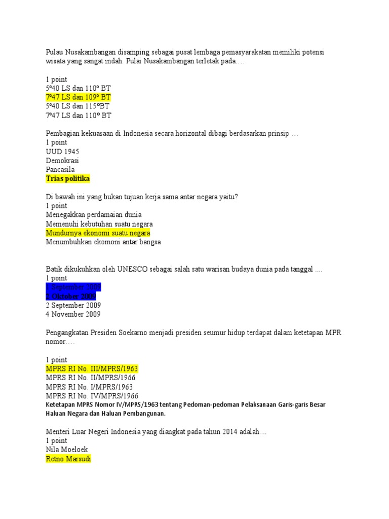 Soal Kuis 3 Negara | PDF | Politik | Hukum