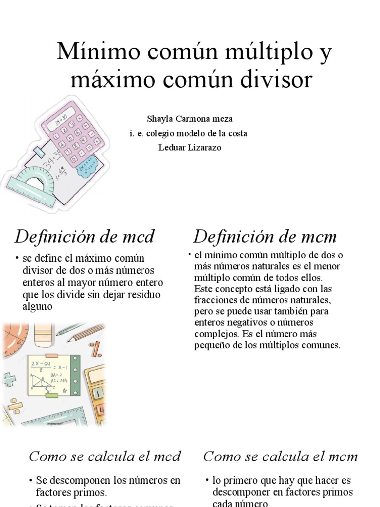 Mínimo Común Múltiplo Y Máximo Común Divisor Pdf