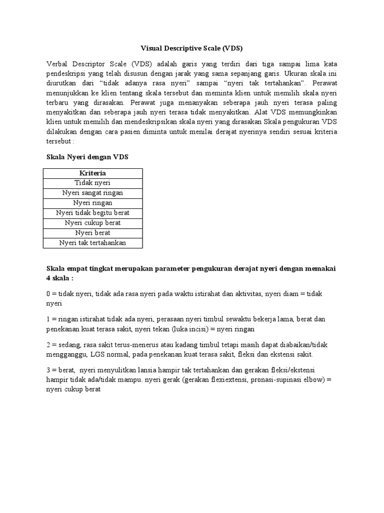 Skala Deskriptif Nyeri VDS | PDF | Kesehatan Holistik