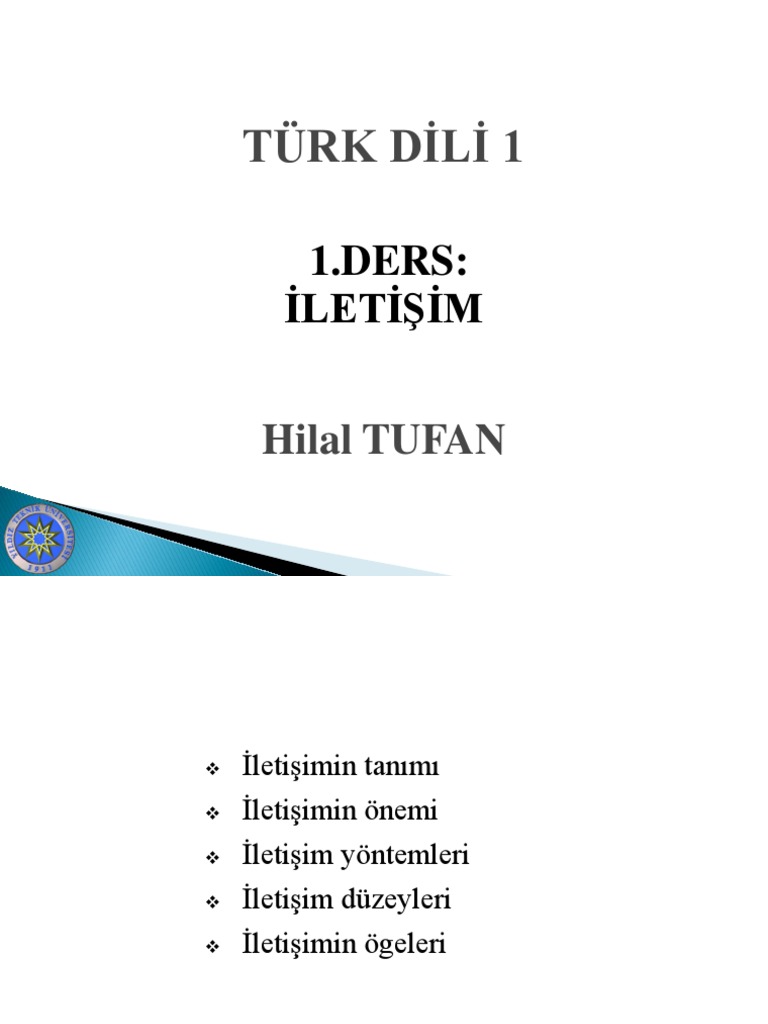TD1 - 1. Ders İleti̇şi̇m | PDF