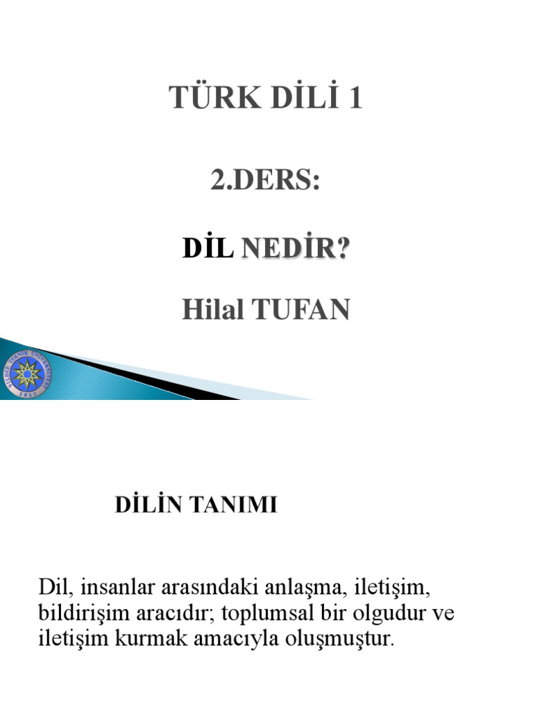 TD1 - 2. Ders Di̇l Nedi̇r | PDF