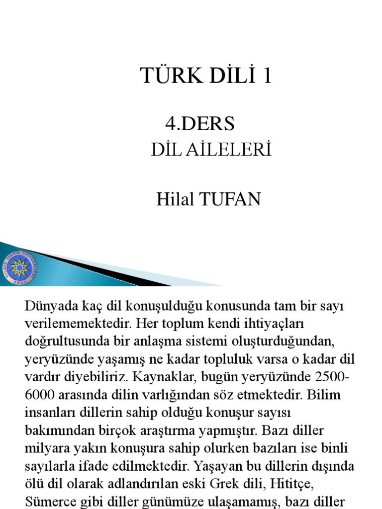 TD1- 4. DERS DİL AİLELERİ | PDF