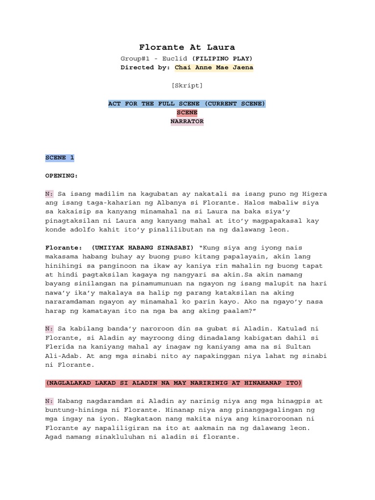 Florante at Laura Script | PDF