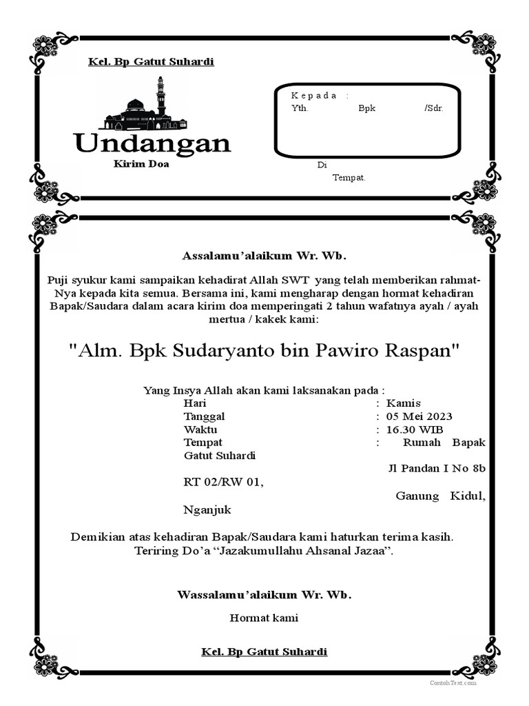 Undangan Kirim Doa | PDF