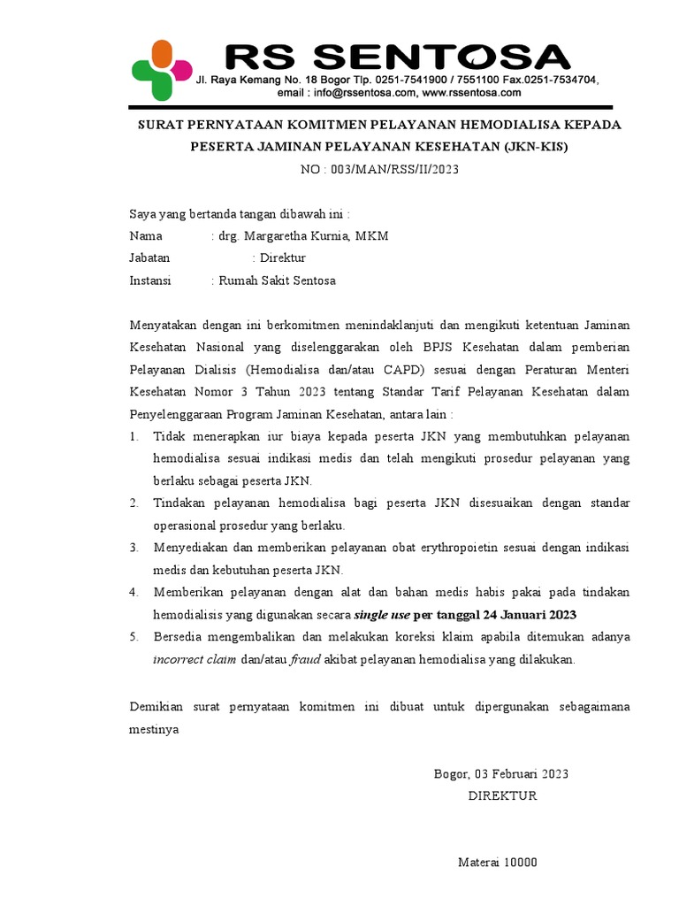 Surat Pernyataan Komitmen HD | PDF