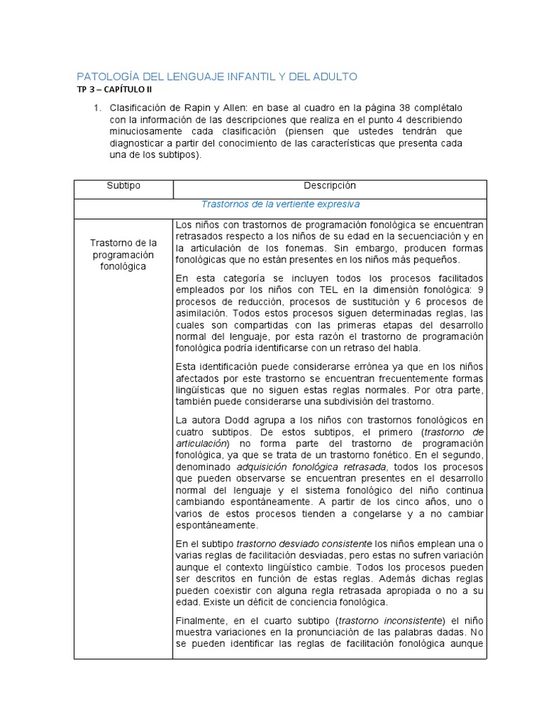 Clasificación Rapin y Allen | PDF | Fonología | Fonema