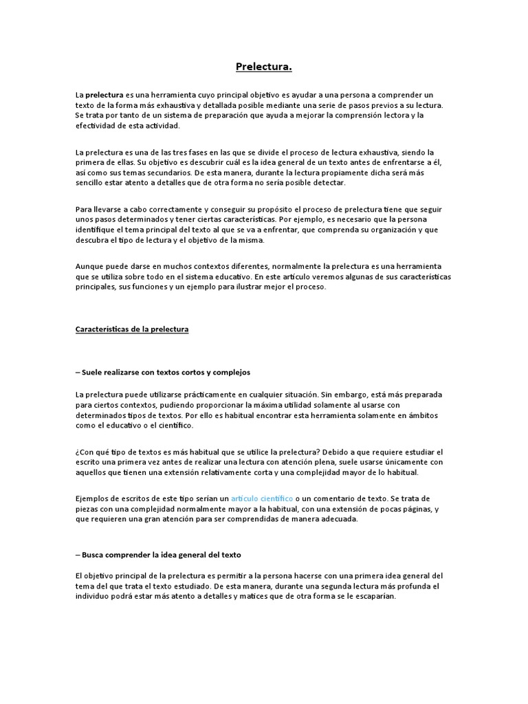 Prelectura | PDF | Libros | Comprensión lectora