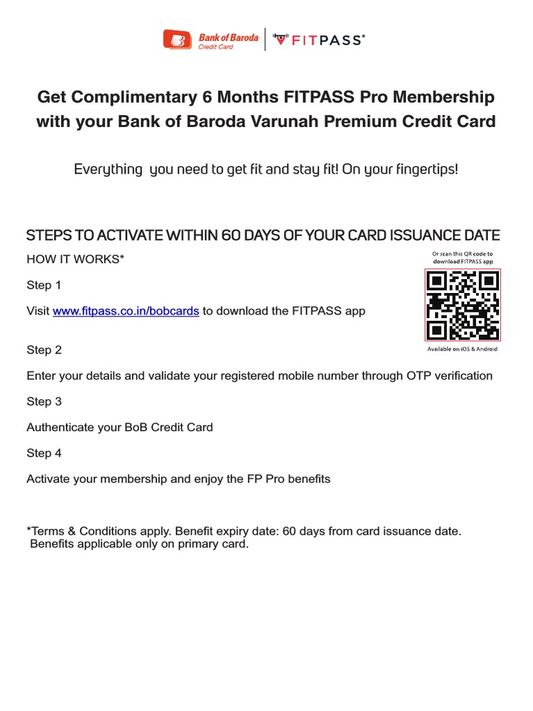 Activate FITPASS Pro with BoB Card | PDF | Finance & Money Management