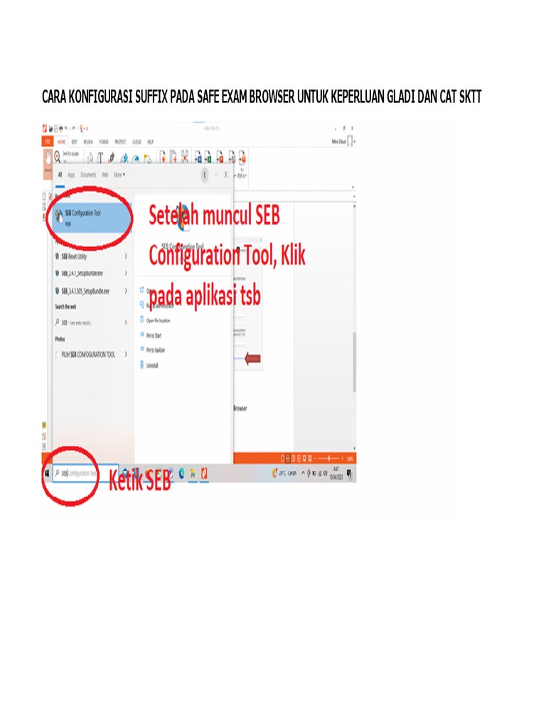 Cara Konfigurasi Suffix Pada Safe Exam Browser Untuk Keperluan Gladi Dan Cat SKTT | PDF