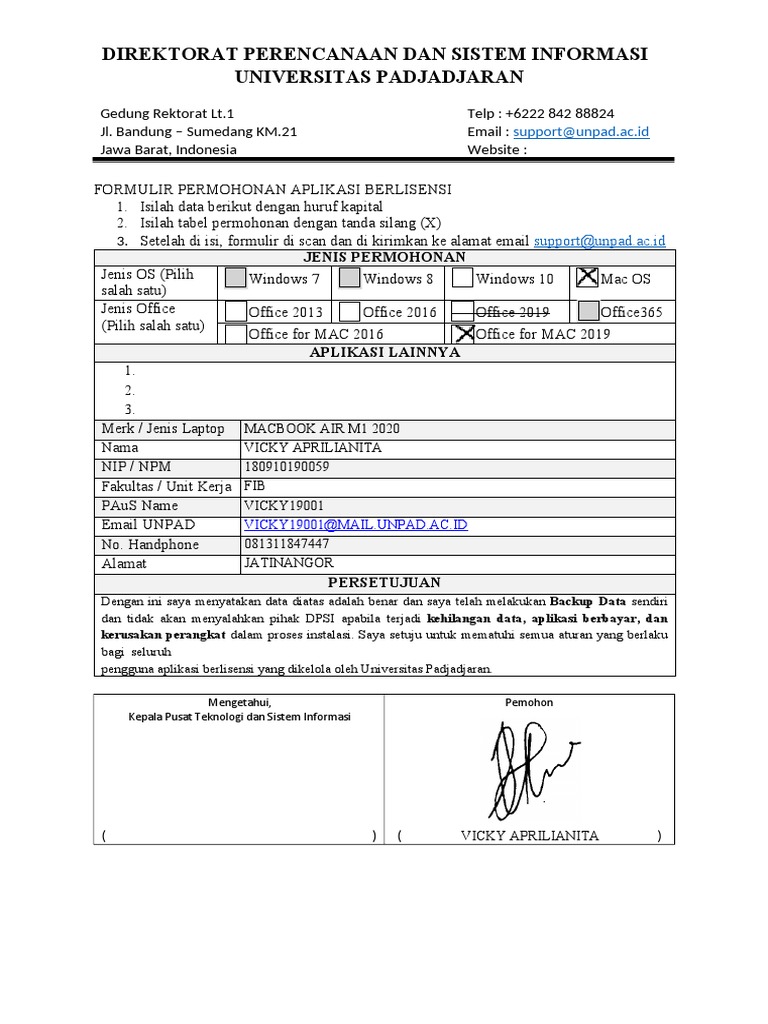 Form Microsoft OVS-ES & O365 (Kosong) | PDF