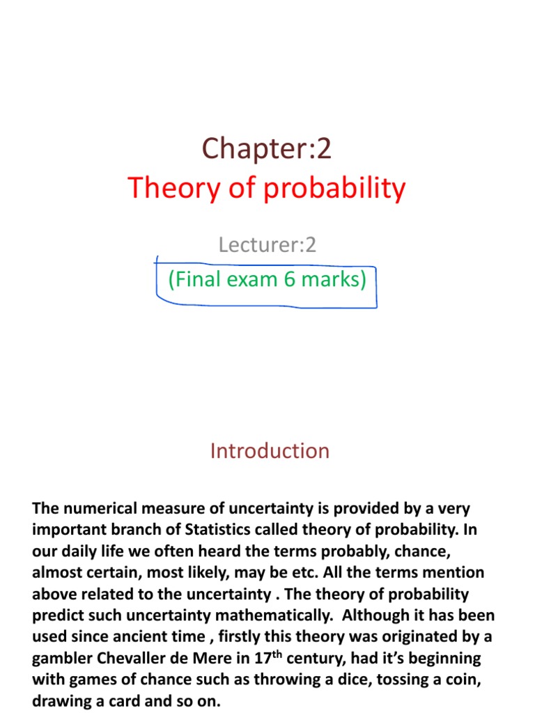 Chapter 2 probability and statistics | PDF