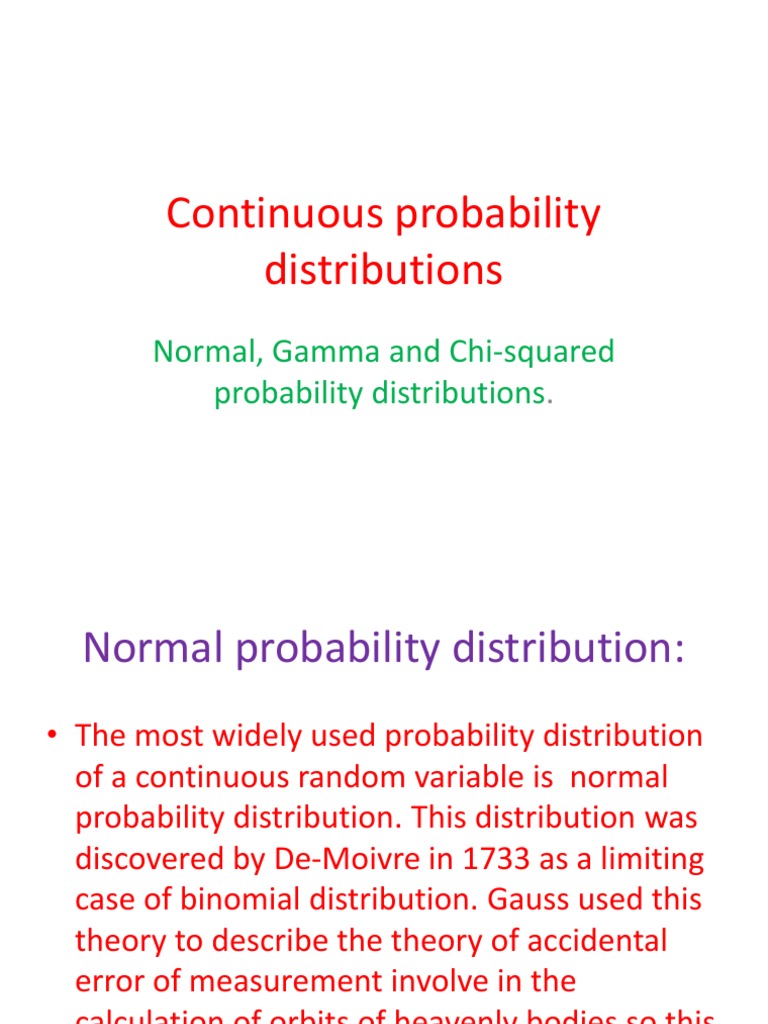 Continuous Probability Distributions | PDF | Normal Distribution ...
