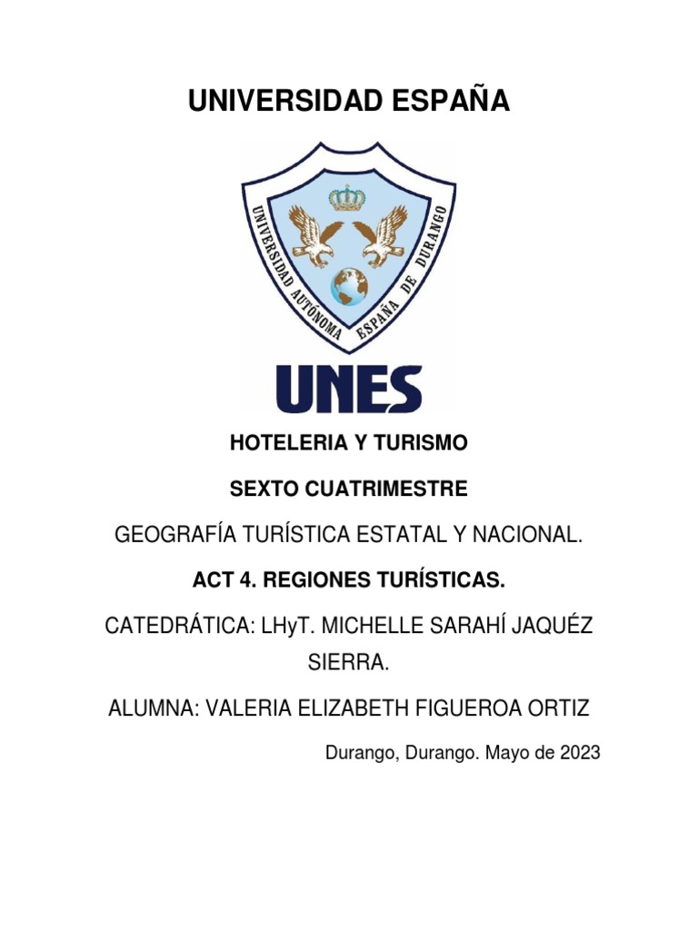 ACT 4. REGIONES TURÍSTICAS. | PDF