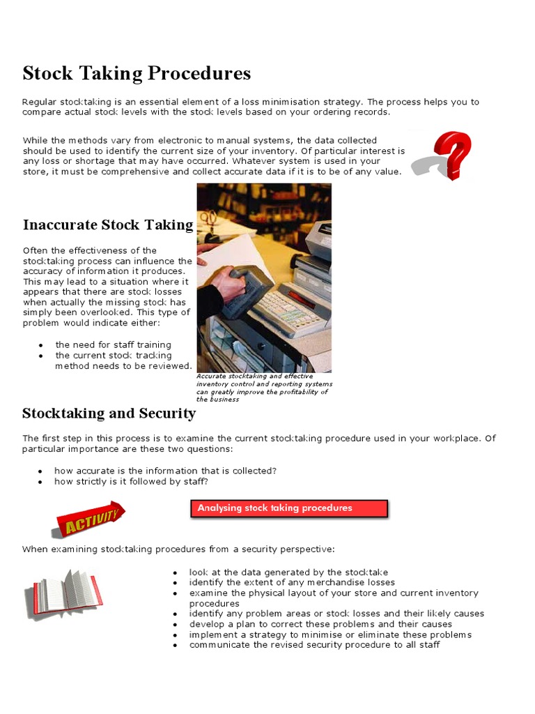 Stock Taking Procedures | PDF