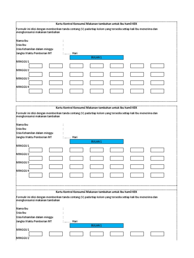 Kartu Monitoring PMT Bumil | PDF