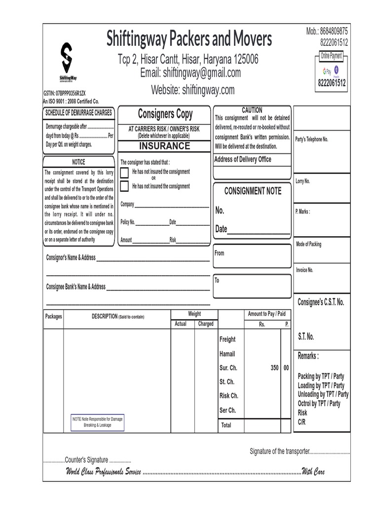 Shiftingway Bill Book | PDF