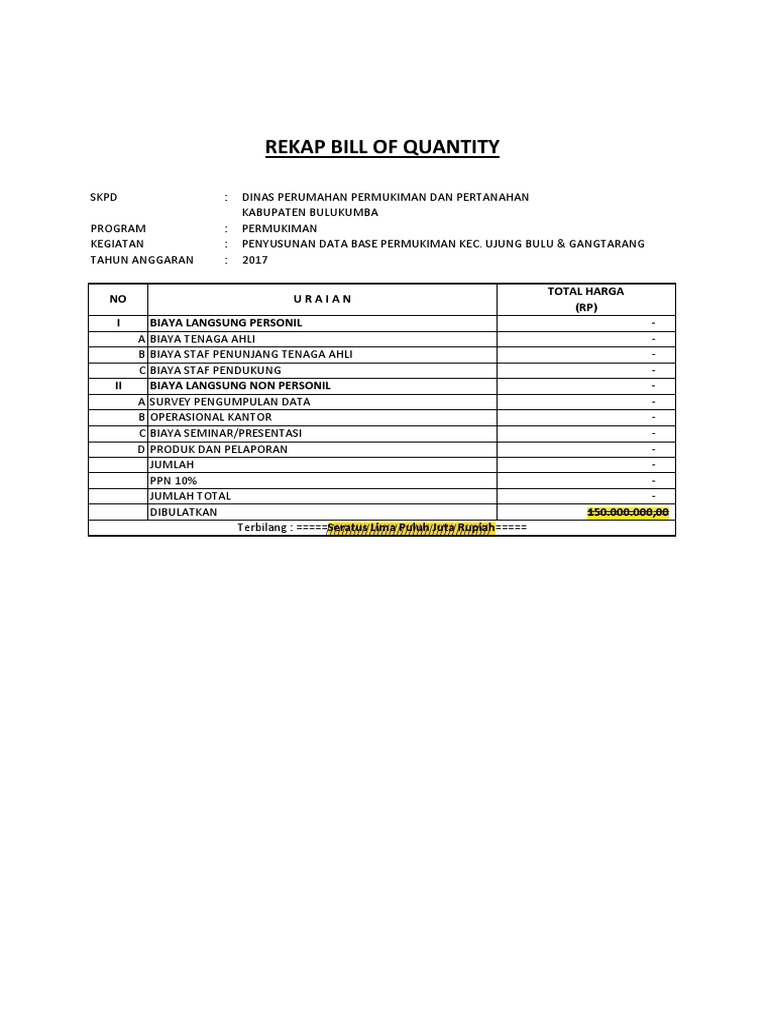 Boq Database Permukiman | PDF