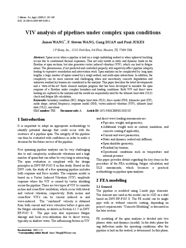 Pipeline VIV Analysis Guide | PDF | Fatigue (Material) | Bending