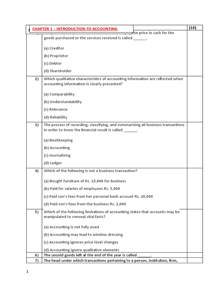 CBSE Grade 11 Accounts Practice Paper 234521 | PDF