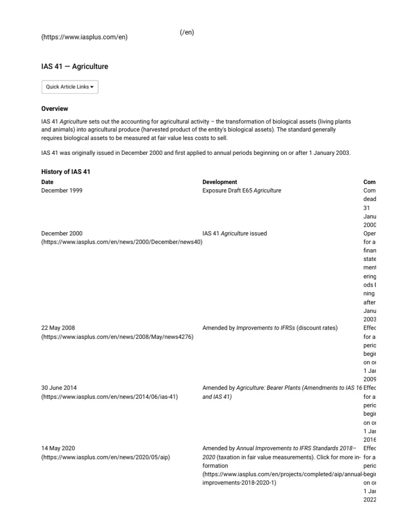 IAS 41 - Agriculture | PDF | Fair Value | International Financial Reporting Standards