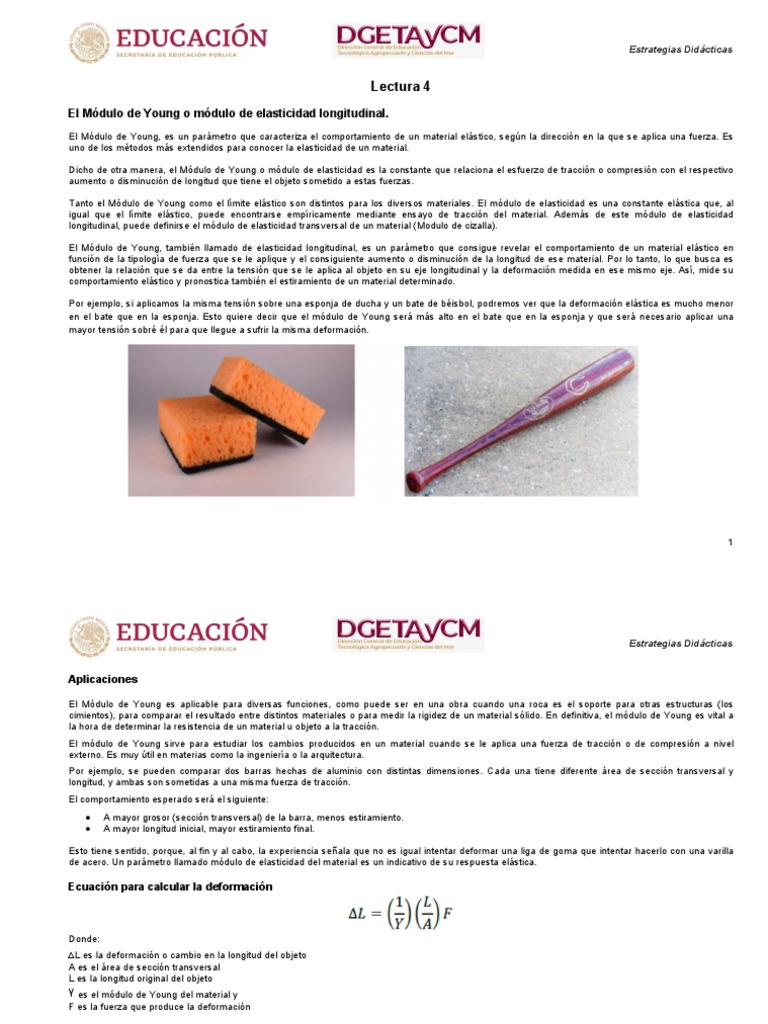 Lectura 4 - Módulo de Young | PDF | El módulo de Young | Deformación ...