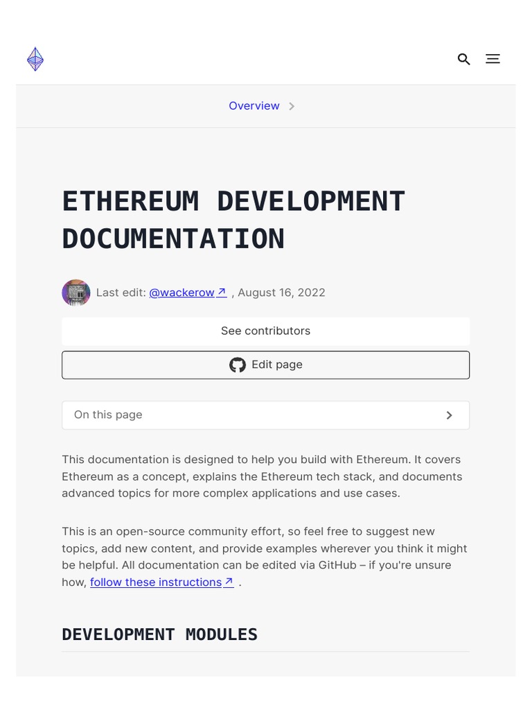 Ethereum Development Documentation | PDF | Software Engineering | Computer Science