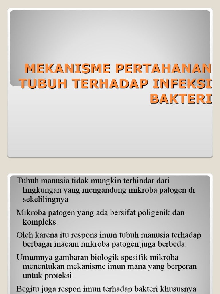 Bakteri 2 (MEKANISME PERTAHANAN TUBUH TERHADAP INFEKSI BAKTERI) | PDF