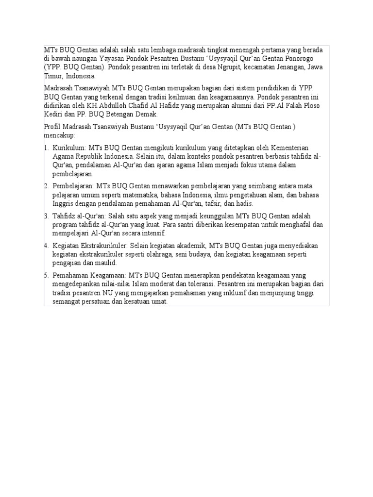 Profil MTS Buq | PDF