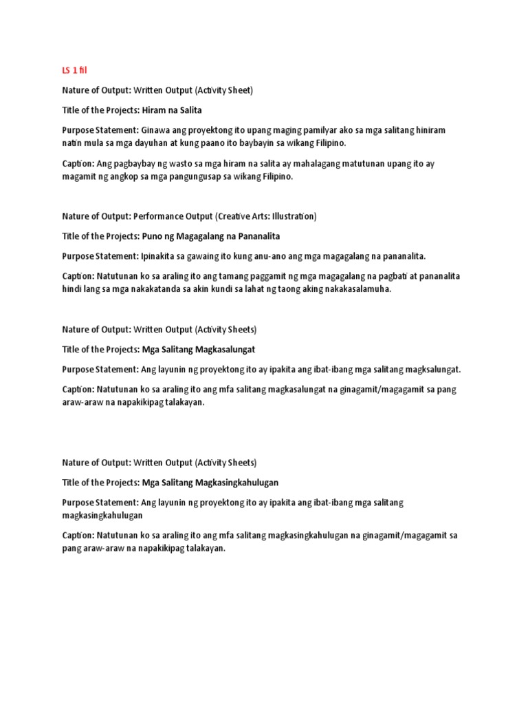 LS 1 Fil English Caption | PDF