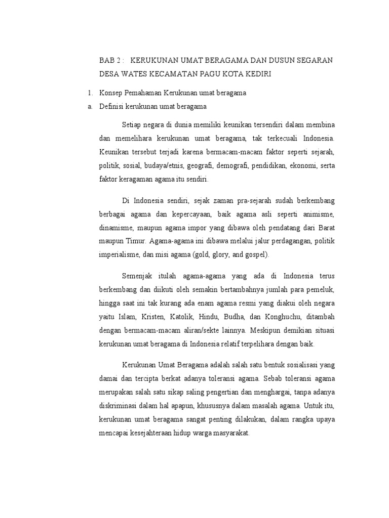 Kerukunan Beragama di Desa Wates | PDF