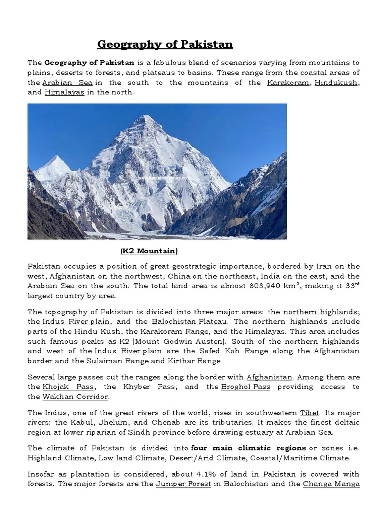 Geography of Pakistan | PDF | Geography | Earth Sciences
