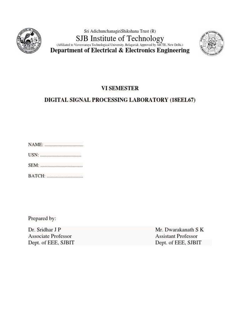 DSP 18eel67 Final | PDF | Sampling (Signal Processing) | Discrete Fourier Transform