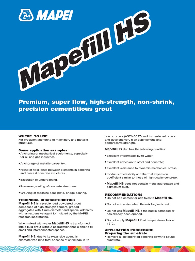 mapefill-hs_technical data sheet | PDF | Concrete | Water