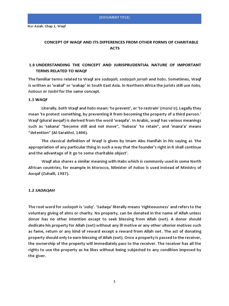 Chapter 1 Waqf Book 2020 | PDF | Trust Law | Islamic Ethics