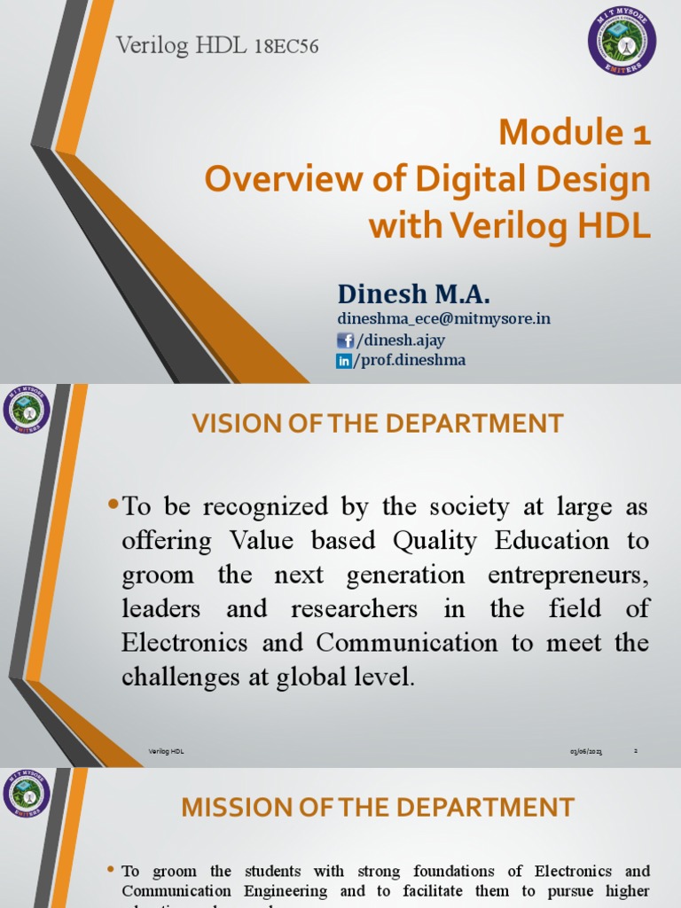 18ec56 Verilog Hdl Module 1 2020 Pdf Hardware Description Language 9665