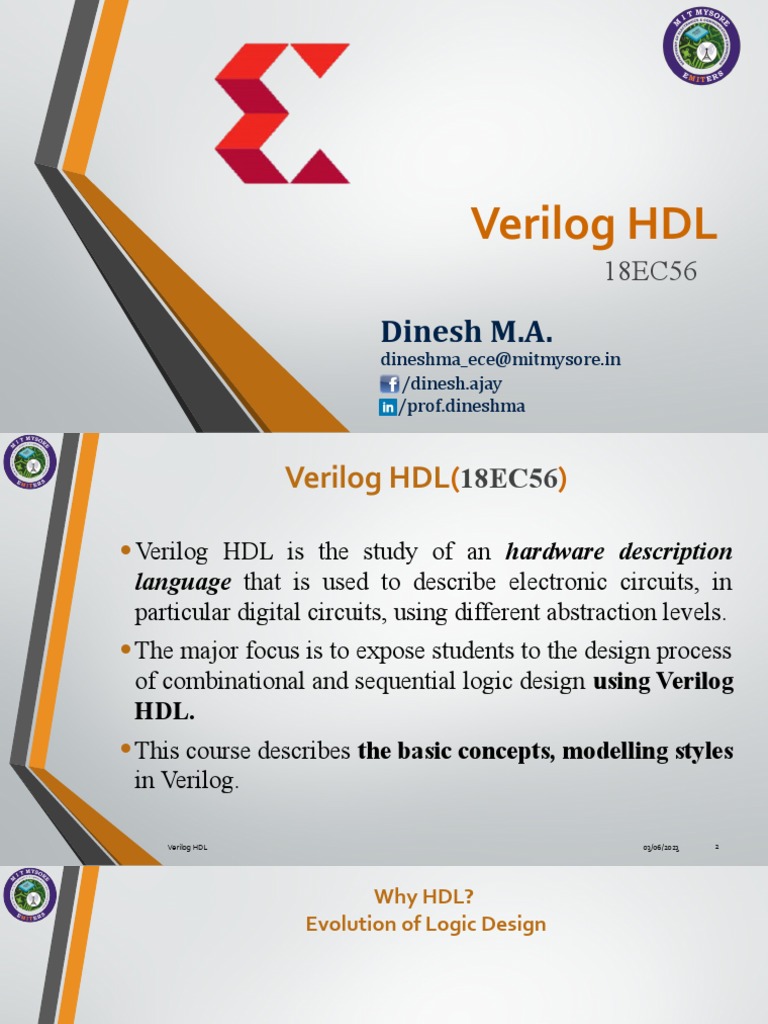18EC56 Verilog HDL Introduction | PDF | Hardware Description Language | Vhdl
