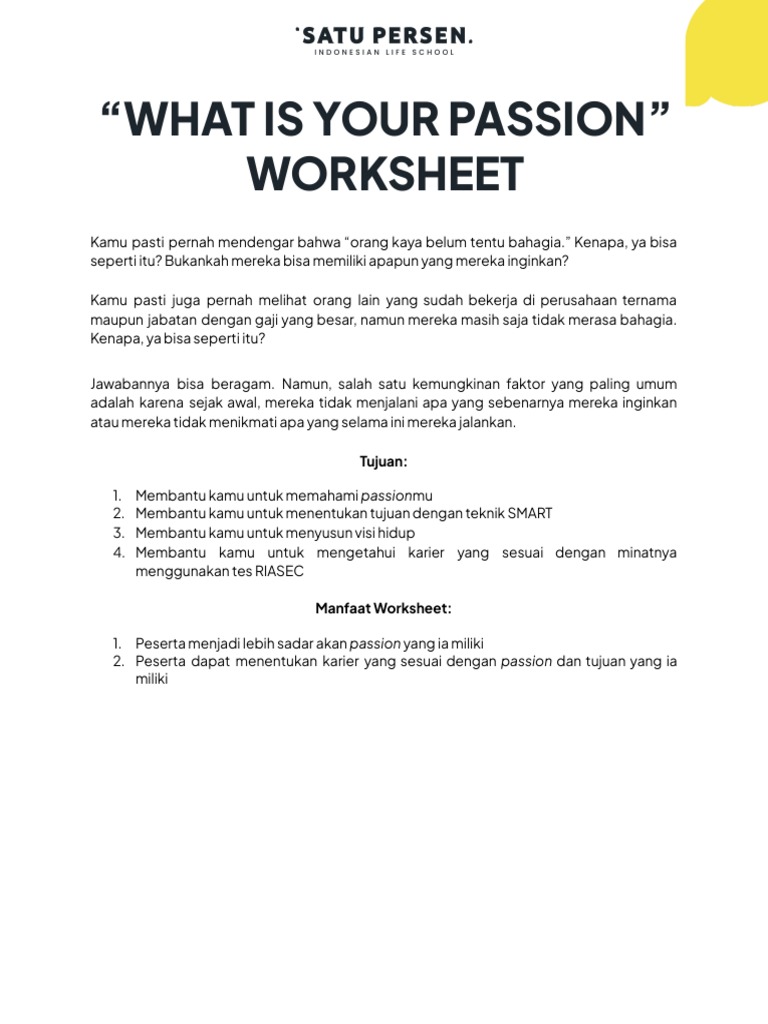 Worksheet What's Your Passion | PDF