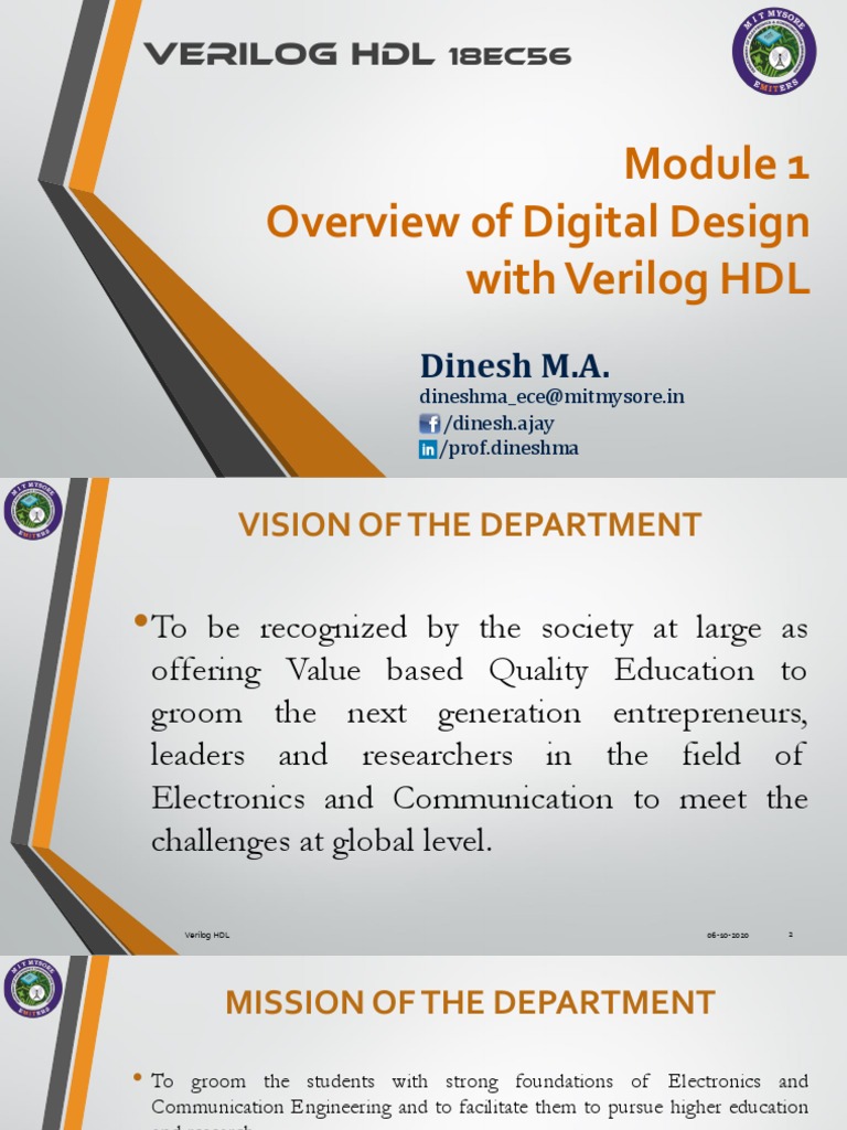 18EC56 Verilog HDL Module 1 2020 | PDF | Computers