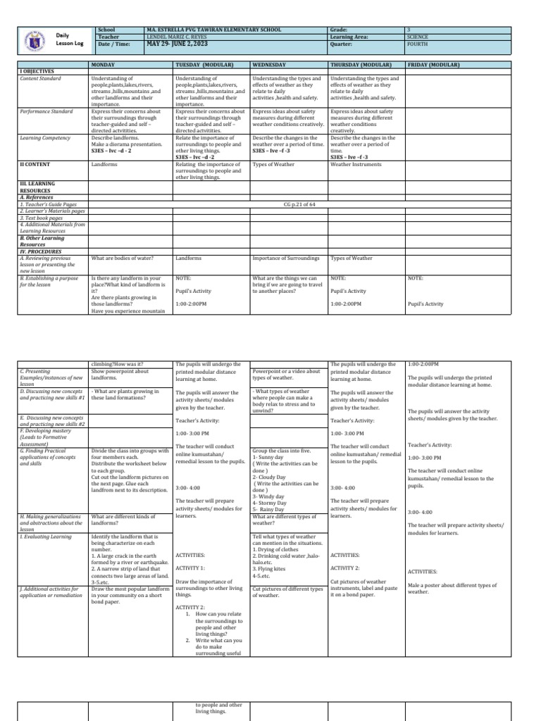 Science 3 Q4 Week 5 | PDF | Learning | Teachers