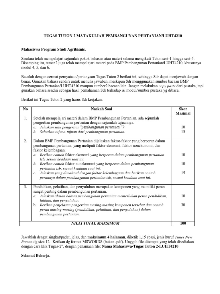 TUGAS TUTON 2 LUHT4210 | PDF