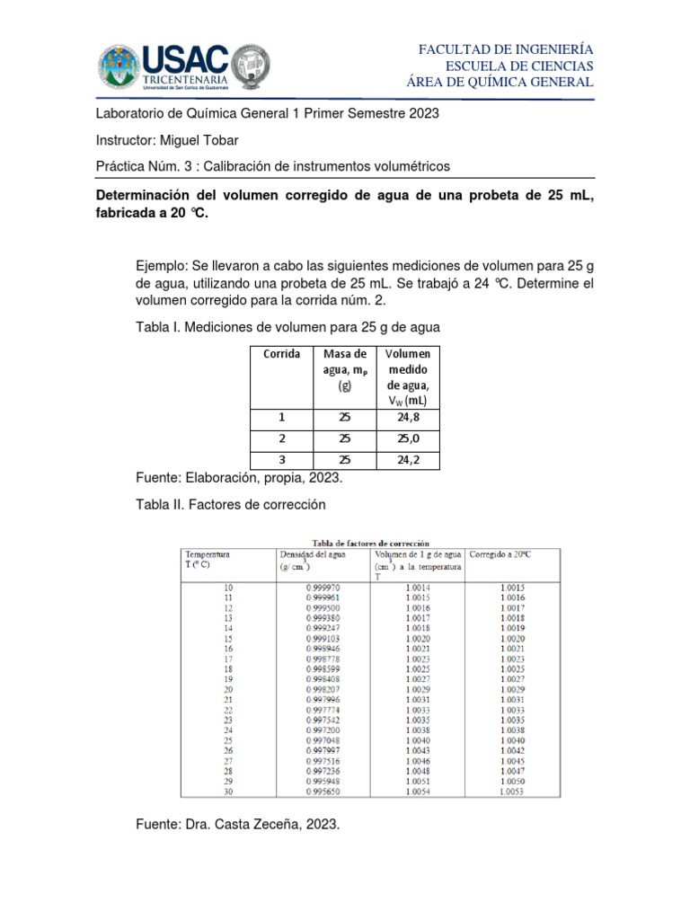 Práctica 3 - Determinación-Volumen-Corregido | PDF | Medición | Densidad