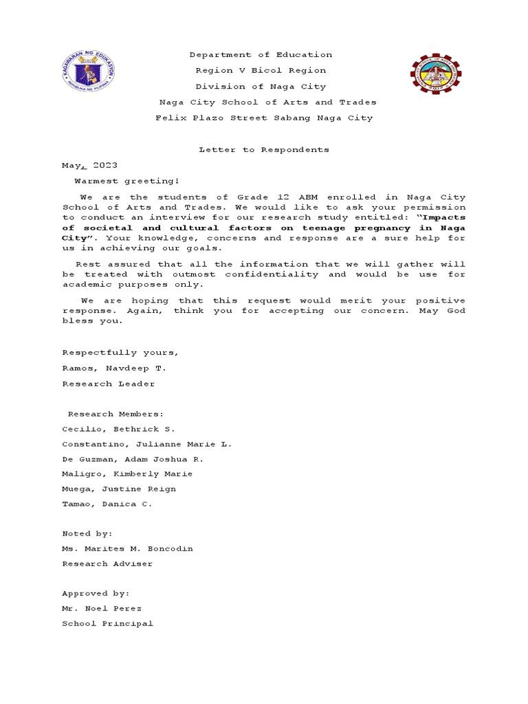 Letters To Respondents | PDF