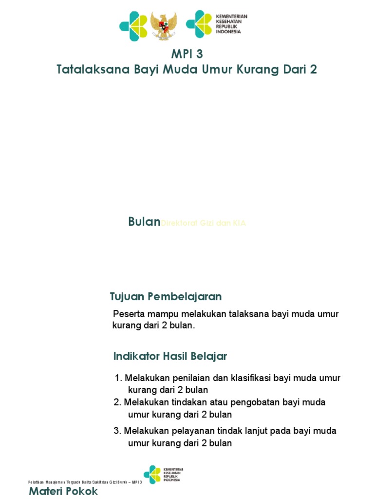 MPI 3 Tatalaksana Bayi Muda Umur Kurang Dari 2 Bulan | PDF | Pengembangan Diri | Sains & Matematika