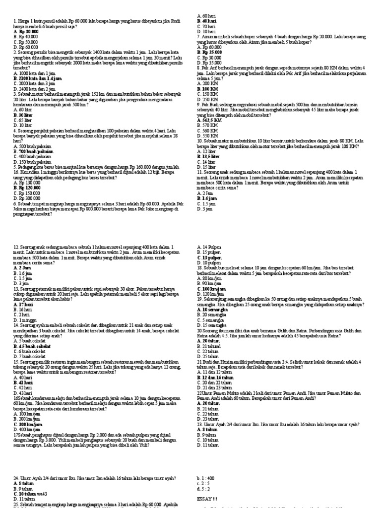 Soal Pat MTK Kelas Vii | PDF