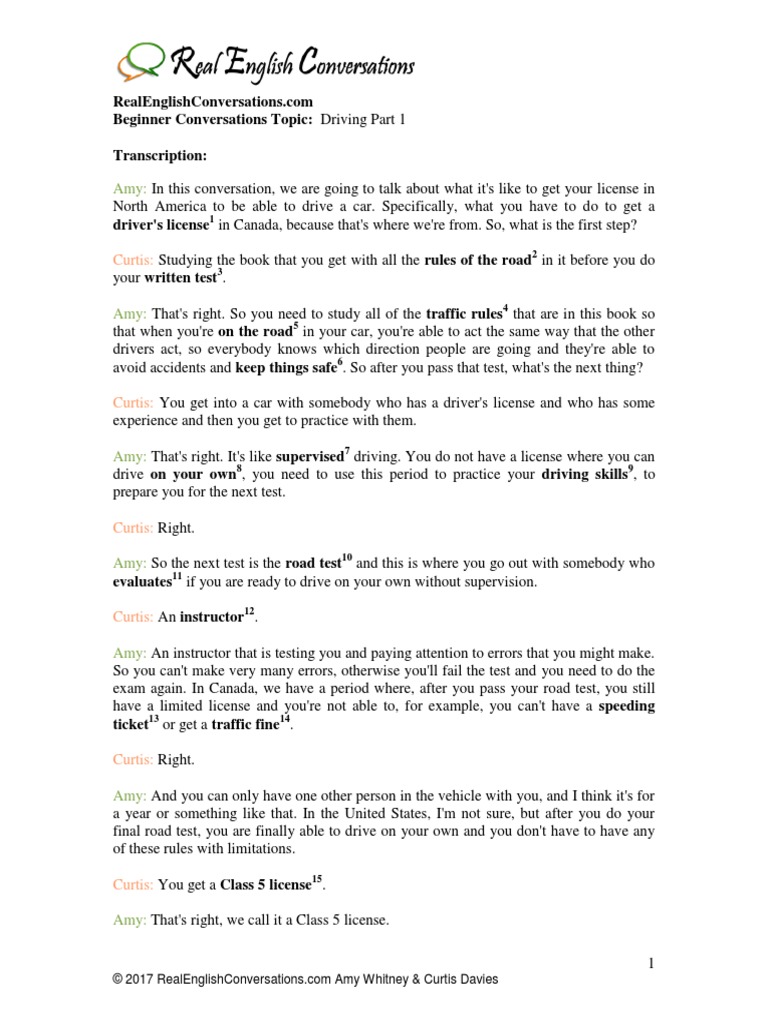 B1 Driving Lesson Notes | PDF